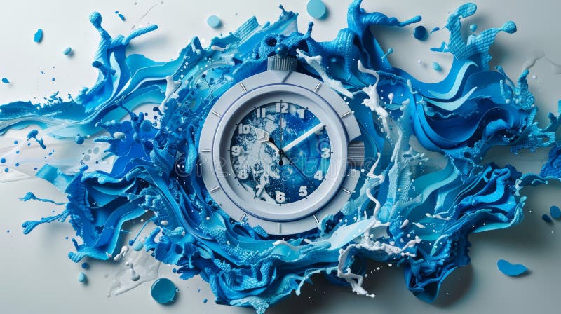 Vibrant Paper Art Collage Depicting Time Concept with Abstract Blue ...