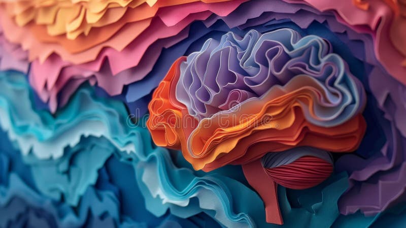 Vibrant Paper Brain Sculpture Representing Intense Thinking with ...