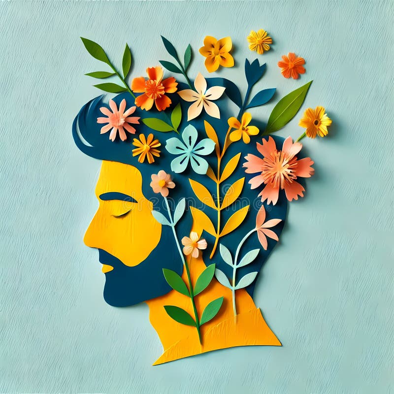 This Vibrant Paper Cut Artwork Depicts a Man S Head. Stock Illustration ...