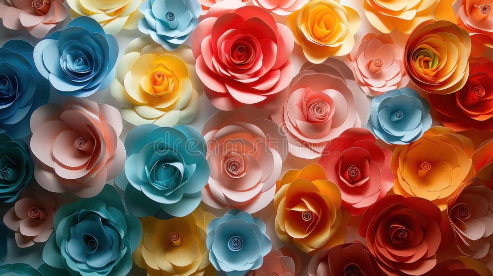 Vibrant Paper Rose Backdrop for Creative Projects Stock Illustration ...