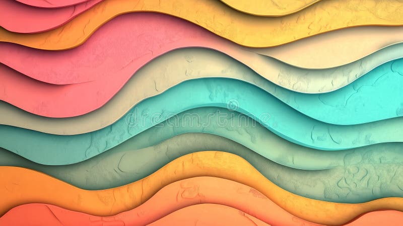 Vibrant Paper Waves in Various Hues Transition from Blue To Soft Peach ...