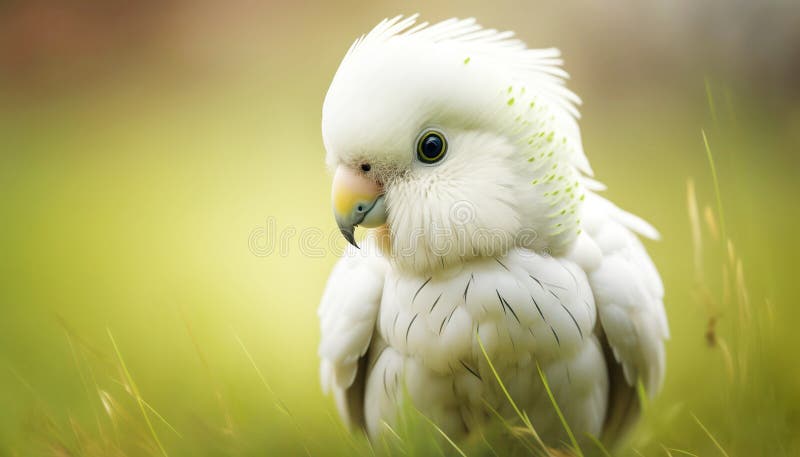 Vibrant Paradise: a Stunning White Parrot in Lush Green Grass ... Vibrant Paradise: a Stunning White Parrot in Lush Green Grass ...