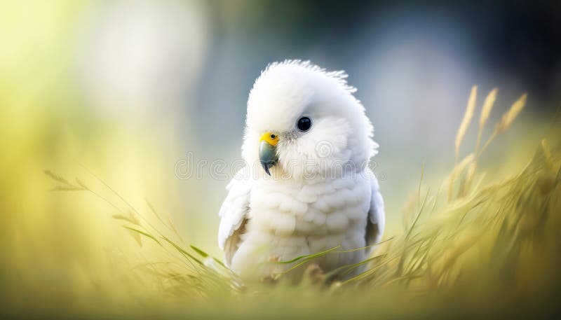 Vibrant Paradise: a Stunning White Parrot in Lush Green Grass ... Vibrant Paradise: a Stunning White Parrot in Lush Green Grass ...
