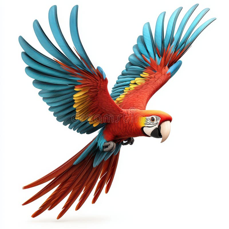 Vibrant Parrot with Colorful Feathers Flying Gracefully in Air Stock ...