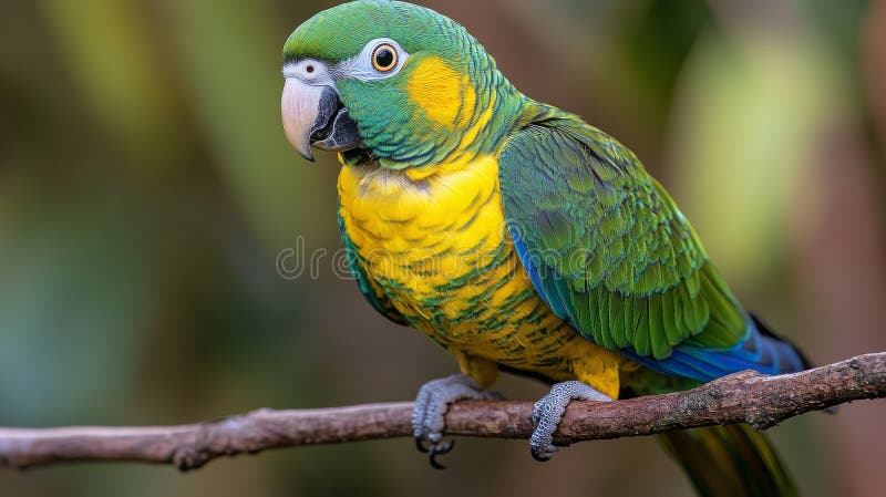 Colorful Parrot Perched on a Tree Branch in a Lush Green Rainforest ...