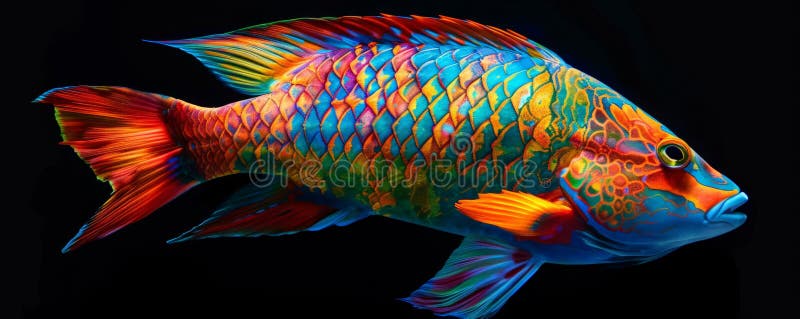 A Vibrant Parrotfish in Motion, Its Bright Colors and Intricate ...