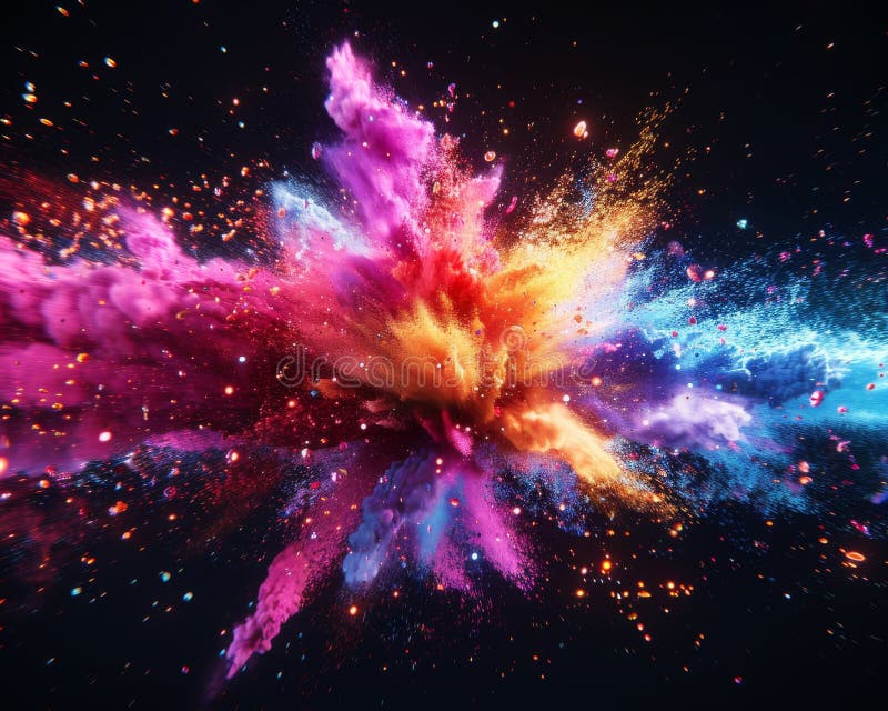 Vibrant Particles Explosion, Color Burst, Blasting Color Particles ...
