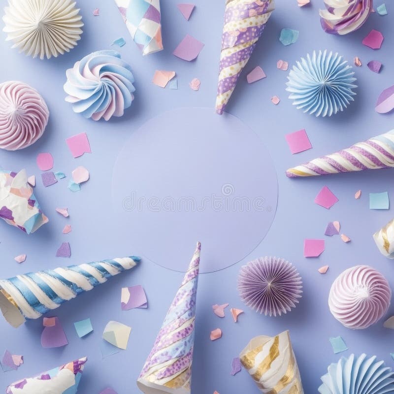 A Vibrant Party Backdrop Featuring an Array of Confetti and Balloons ...