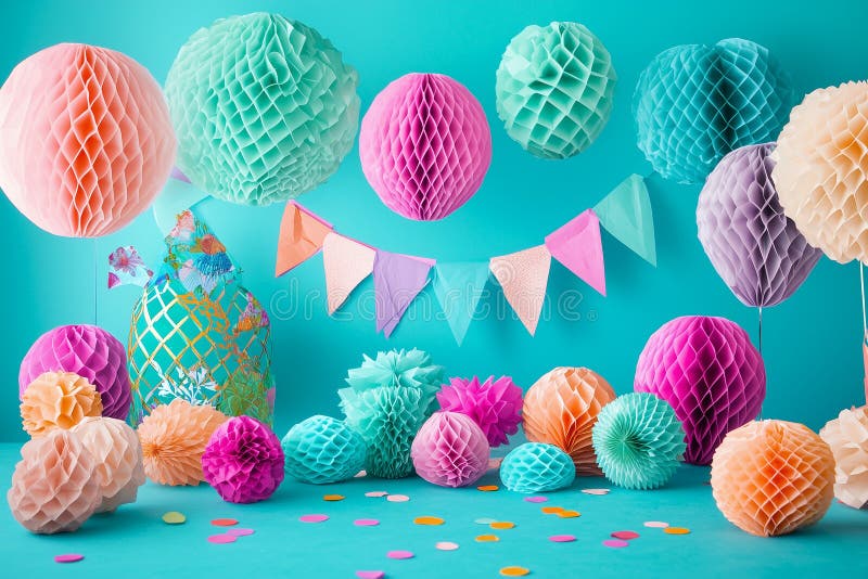 Vibrant Party Decoration Setup Stock Illustration - Illustration of ...