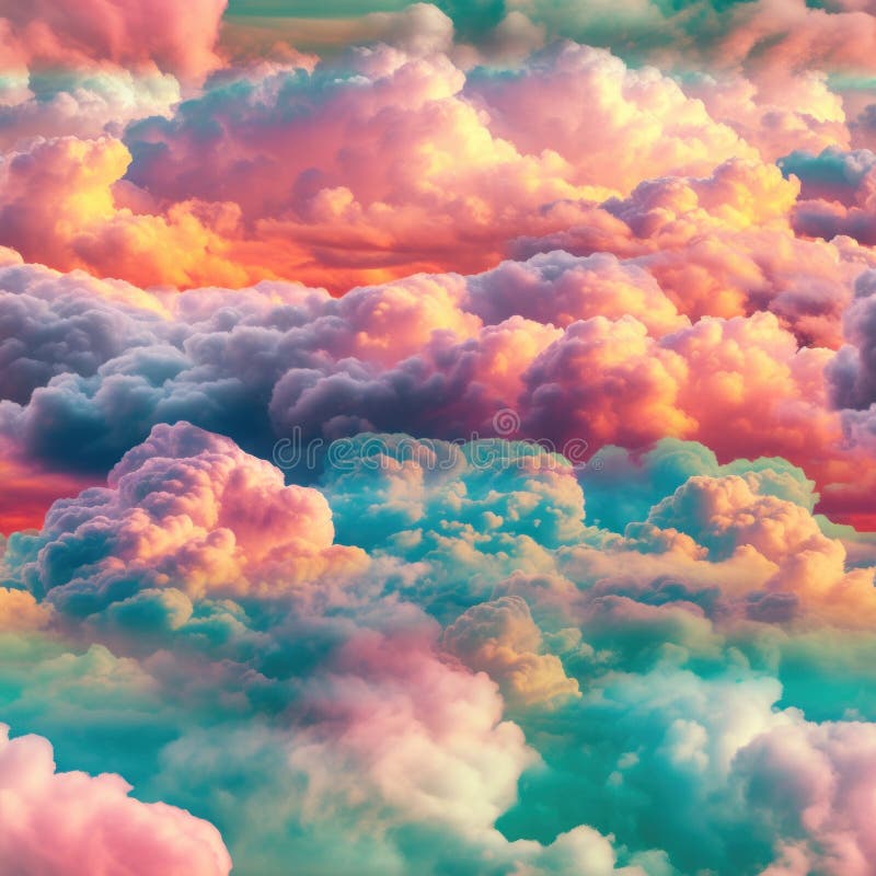 Vibrant Pastel Clouds Backlit by Sunset . Stock Illustration ...