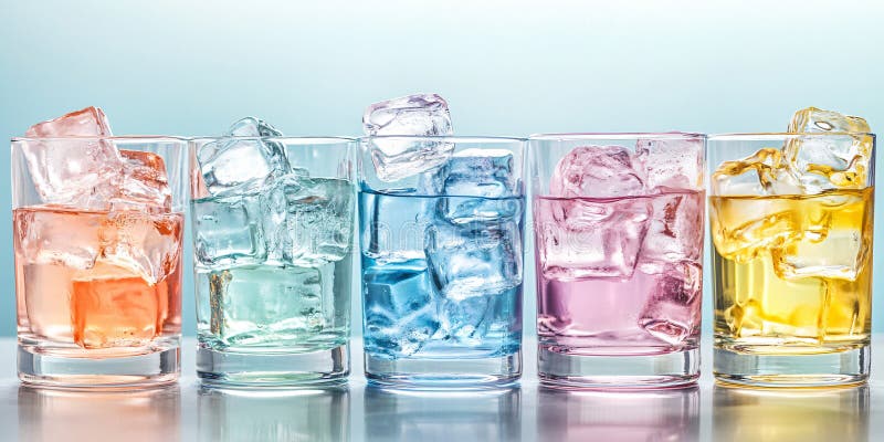 Vibrant Pastel Drinks with Ice Cubes Refreshing High Quality Image ...