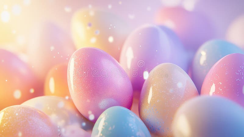 Vibrant Pastel Easter Eggs with Sparkling Details and Gentle Light ...
