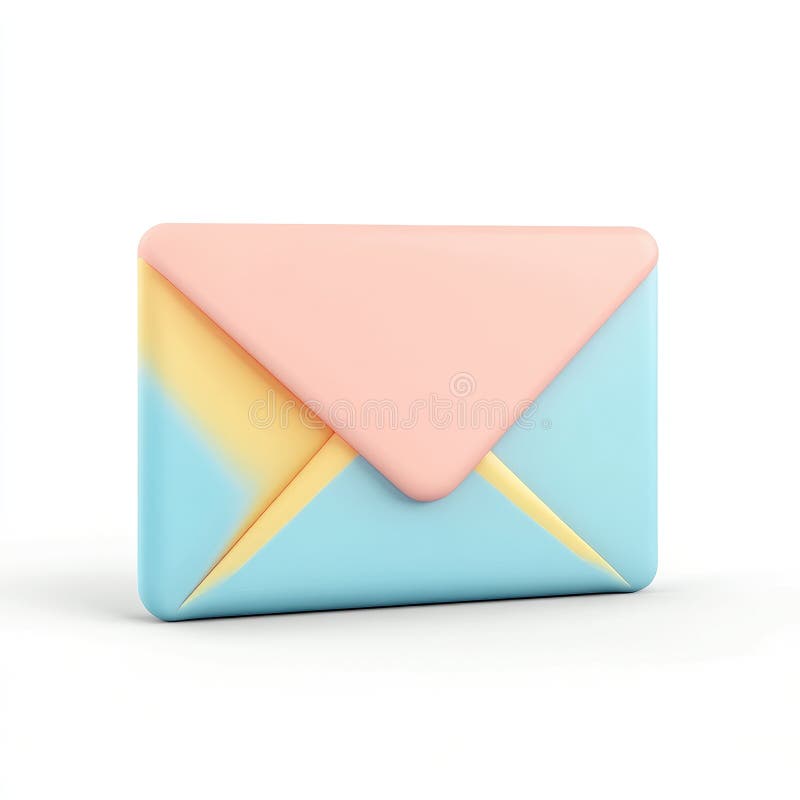 Pastel Envelope, 3D Render, Communication Concept Stock Illustration ...