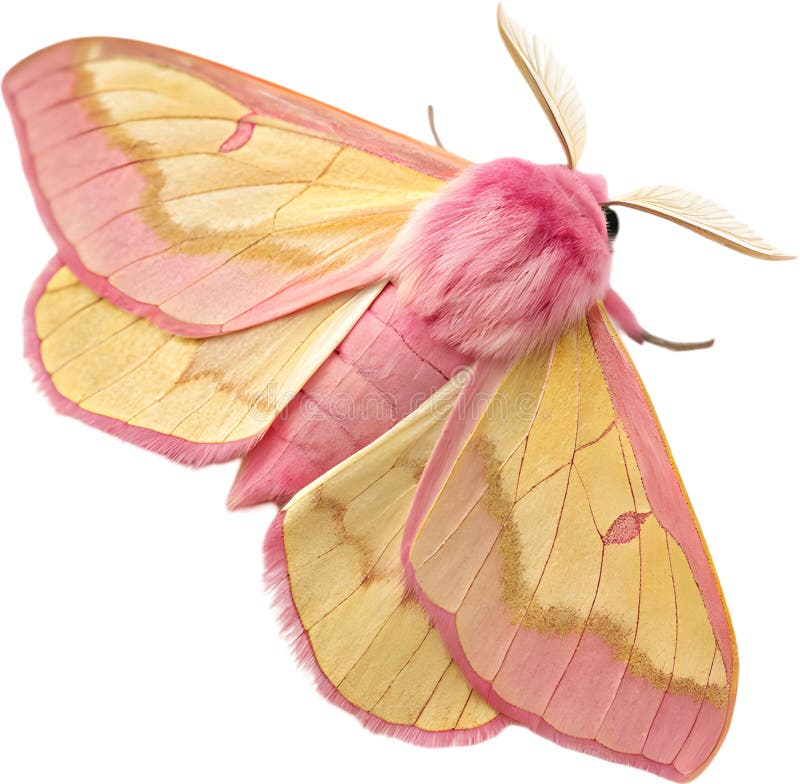 Vibrant Pastel Rosy Maple Moth with Soft Textures. Stock Illustration ...