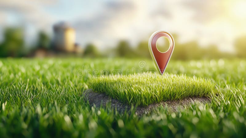 Vibrant Patch of Grass Features Location Pin Symbolizing Navigation and ...