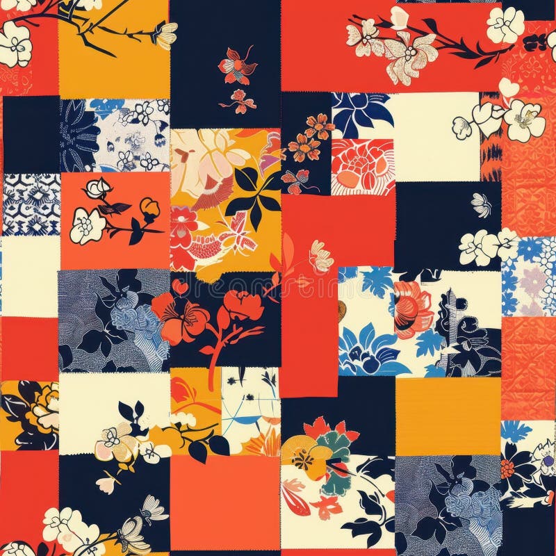 A Patchwork of Geometric Shapes and Patterns Form a Captivating Meadow Inviting the Viewer into ...