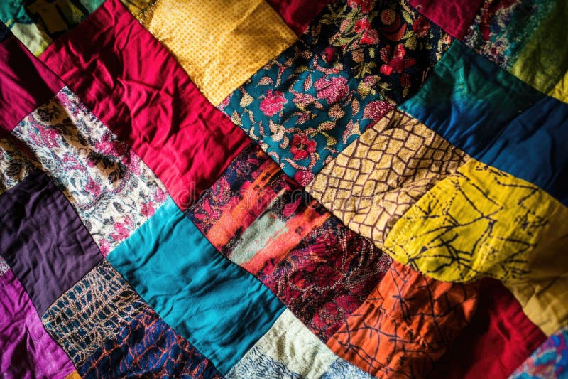 Vibrant Patchwork Quilt - Colorful Fabric Textures for Creative Design ...