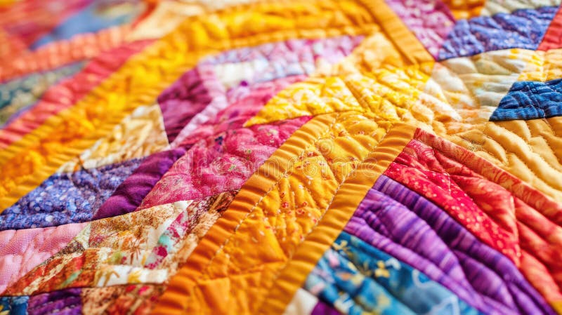 Vibrant Quilt with Detailed Stitching Stock Photo - Image of soft ...