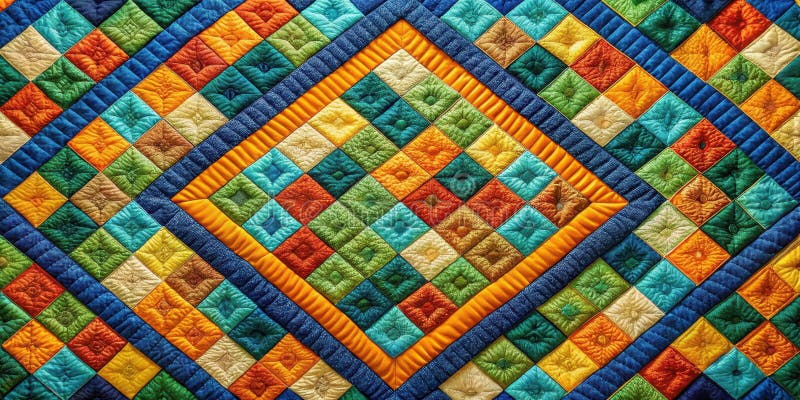 Vibrant Patchwork Quilt with Geometric Design and Textured Squares. Generative AI Stock ...