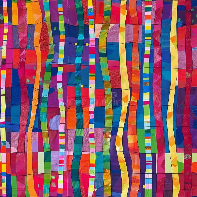 Vibrant Patchwork Quilt Pattern in Vivid Colors Stock Image - Image of ...