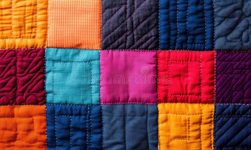 A Vibrant Patchwork Quilt Showcases Intricate Stitching and a Colorful ...