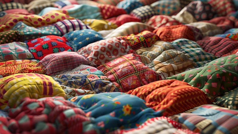 Colorful Patchwork Quilt Texture Display. Handmade Crafting Project ...