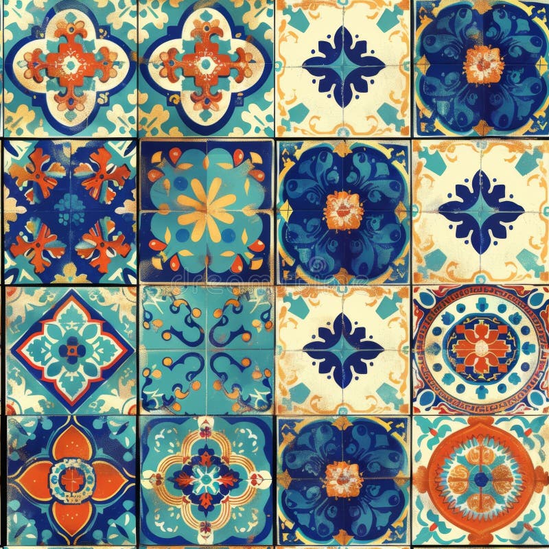 Vibrant Patchwork of Traditional Ceramic Tiles Patterns Stock Image ...