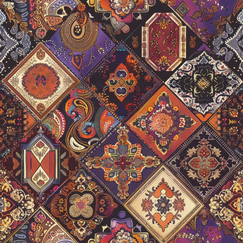 Vibrant Patchwork of Traditional Ethnic Patterns Stock Photo - Image of ...