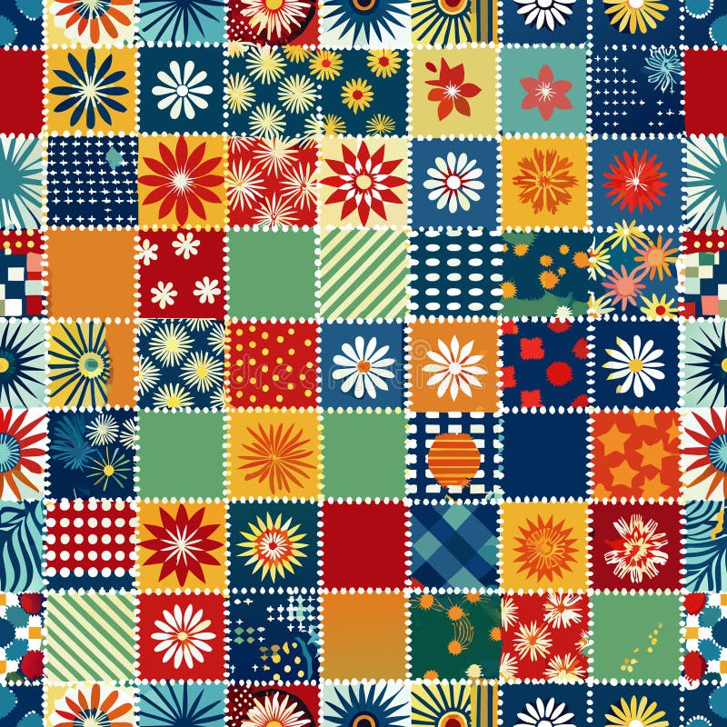 A Vibrant Patchwork of Various Patterns Fills the Frame, Creating a ...