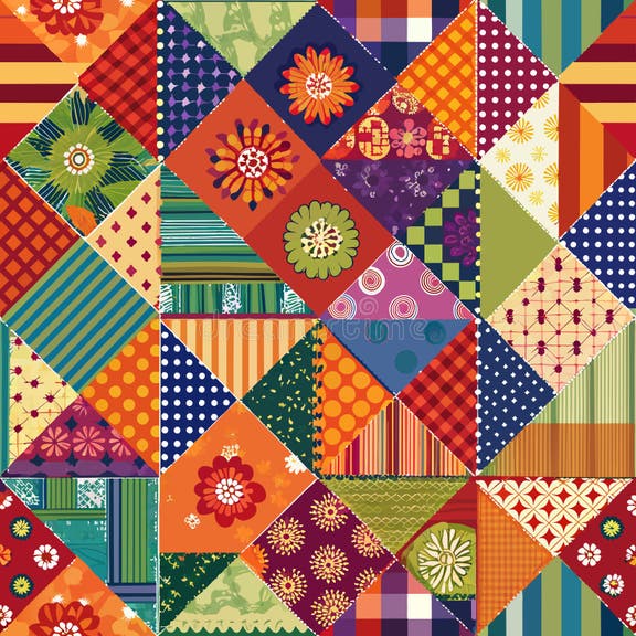 A Vibrant Patchwork of Various Patterns Fills the Frame, Creating a ...