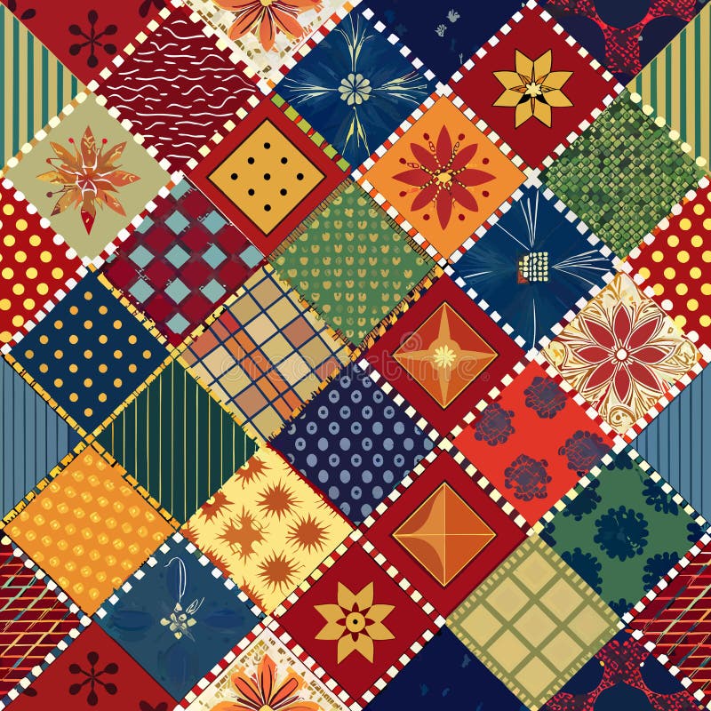 A Vibrant Patchwork of Various Patterns Fills the Frame, Creating a ...