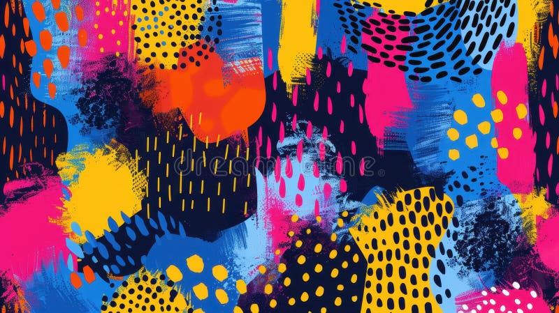 Vibrant Pattern of Colorful Abstract Shapes and Bold Designs Made with ...
