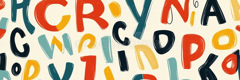 Stylized Alphabet Pattern Featuring Playful Letters in Vibrant Colors ...