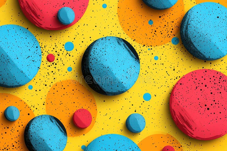 Abstract Art with Colorful Circular Shapes on a Vibrant Yellow ...