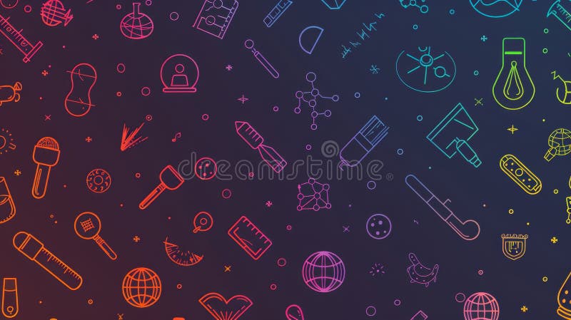 A Vibrant Pattern Featuring Science and Technology Icons Symbolizing ...