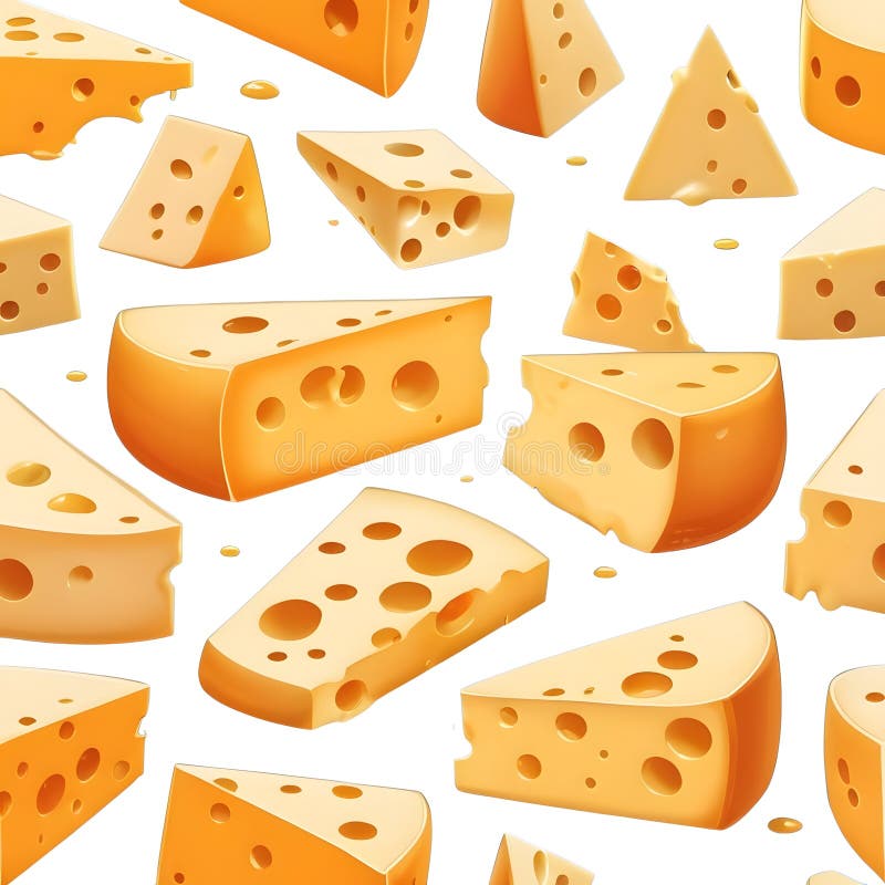 A Delicious Seamless Pattern of Various Cheeses: a Collection of Gouda ...