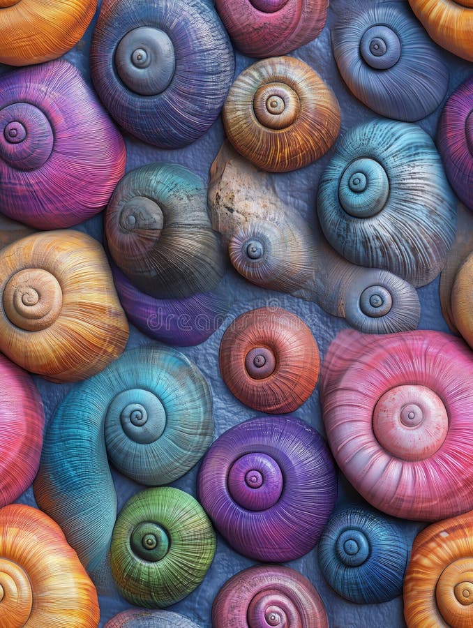 Colorful Snails Create a Mesmerizing Pattern of Nature S Art Stock ...