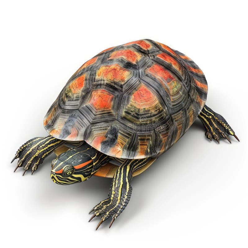 Vibrant Painted Turtle Shell Close-up: Detailed 3D Render Stock ...