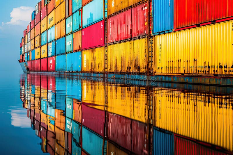 Vibrant Patterns, Cargo Ship Side Unveils Intricate Shipping Container ...