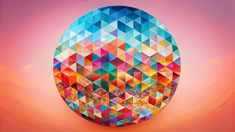 Vibrant Peach Oval Mosaic an Abstract Geometric Pattern with Layered ...