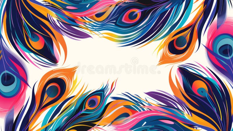 Vibrant Peacock Feather Abstract Design Frame Stock Photo - Image of ...