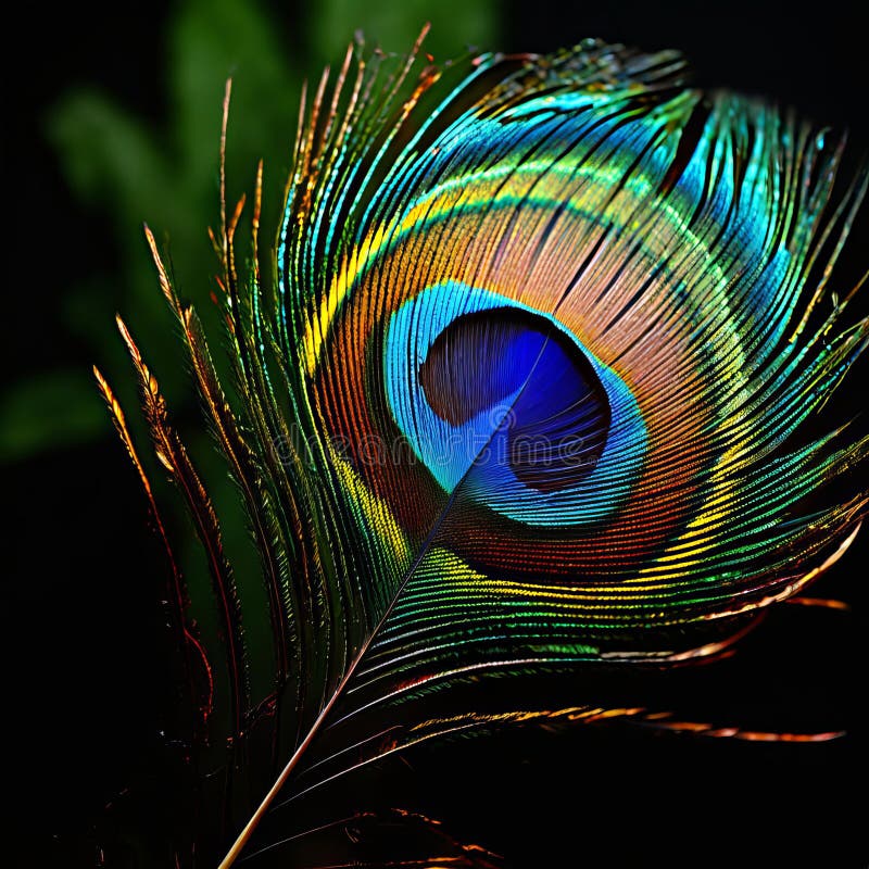 A Vibrant Peacock Feather with Intricate Patterns and Stock Photo ...