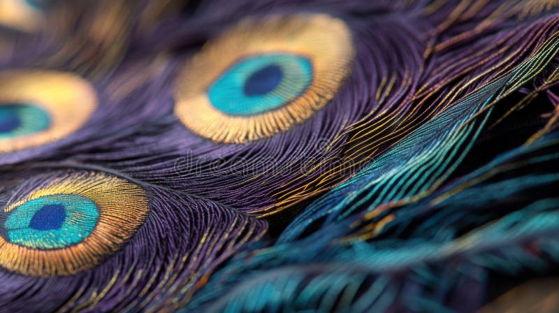 Close-up View of Vibrant Peacock Feathers Showcasing Intricate Patterns ...