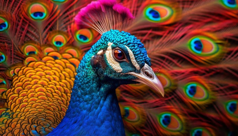 Vibrant Peacock, Nature Elegance, Beauty in Animal Vibrant Colors ...