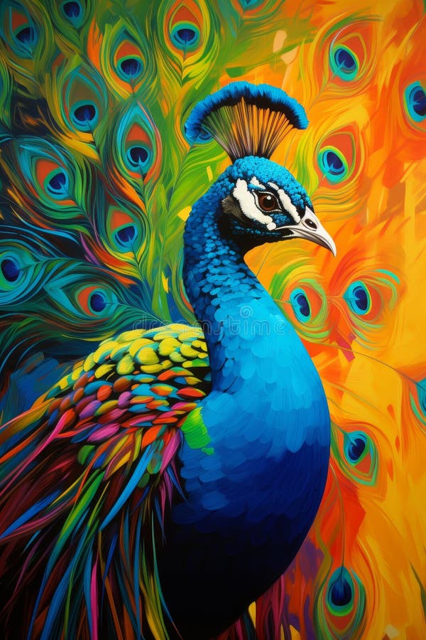 Vibrant Peacock Feather Texture Stock Illustration - Illustration of ...