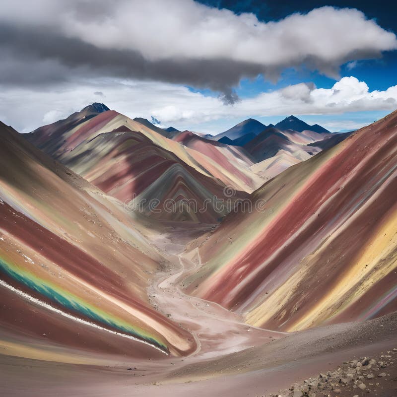 Vibrant Peaks: the Rainbow-Colored Mountains of Vinicunca Stock ...