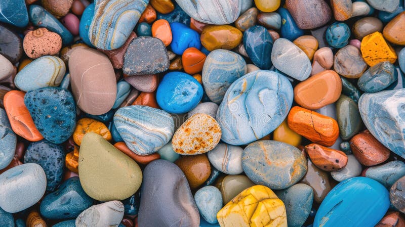 Vibrant Pebbles Forming a Spectrum, Ideal for Abstract Backgrounds, Ai ...