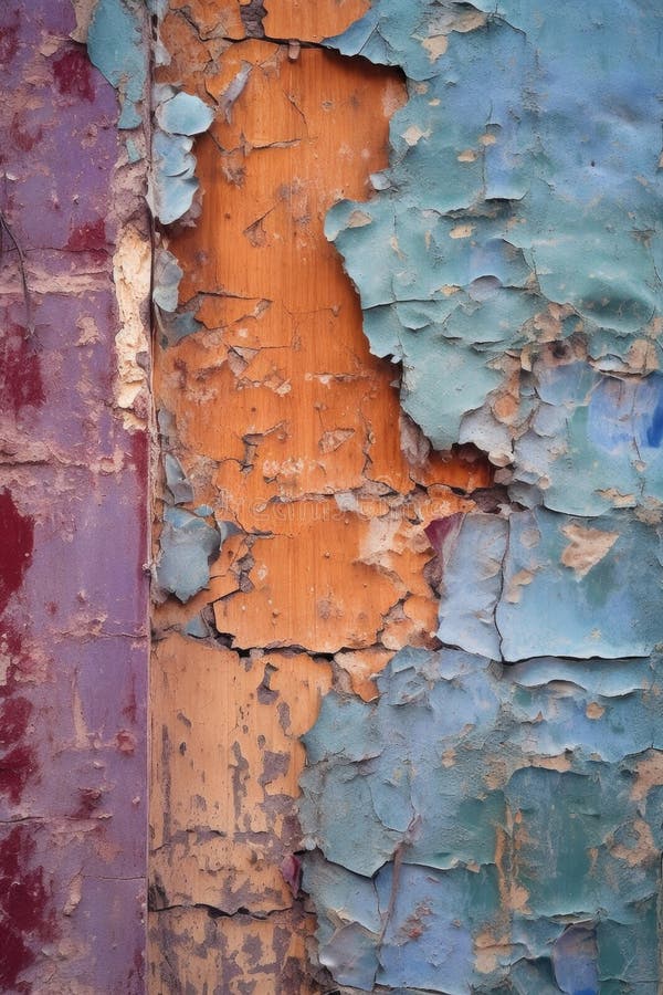 Vibrant Peeling Paint on an Old Wall Stock Illustration - Illustration ...