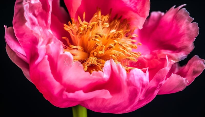 Vibrant Peony Blossom in Bloom, Brightening Dark Studio Shot Generated ...