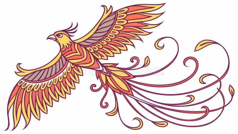 Vibrant Phoenix Bird Flying, Mythical Creature of Rebirth, Vector ...